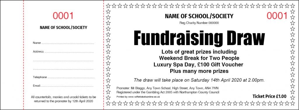 Fundraising Stars Raffle Tickets | Raffle Tickets Online