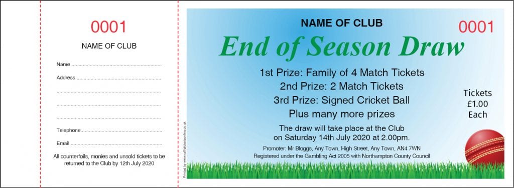 Cricket Raffle Ticket – Raffle Tickets Online